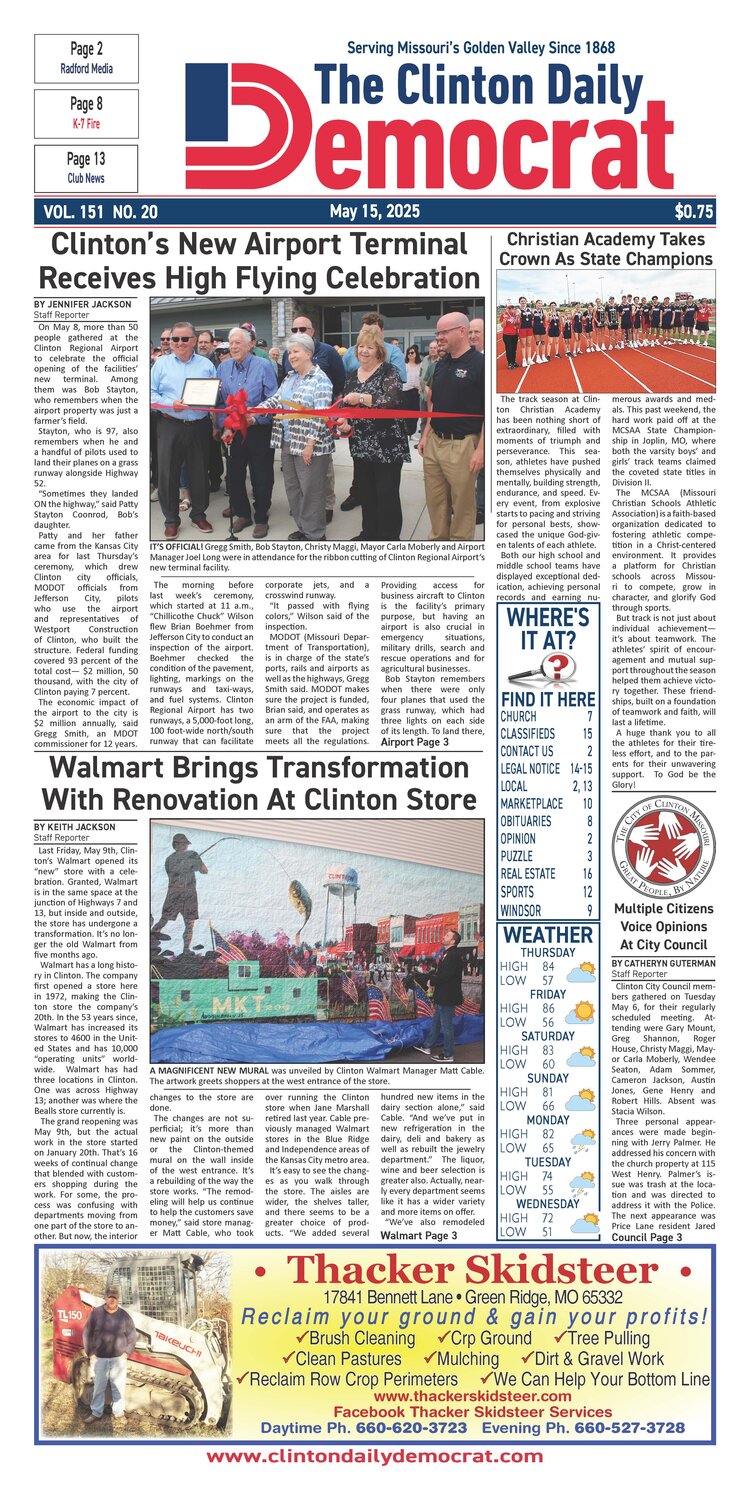 May 15, 2025 - Clinton Daily Democrat